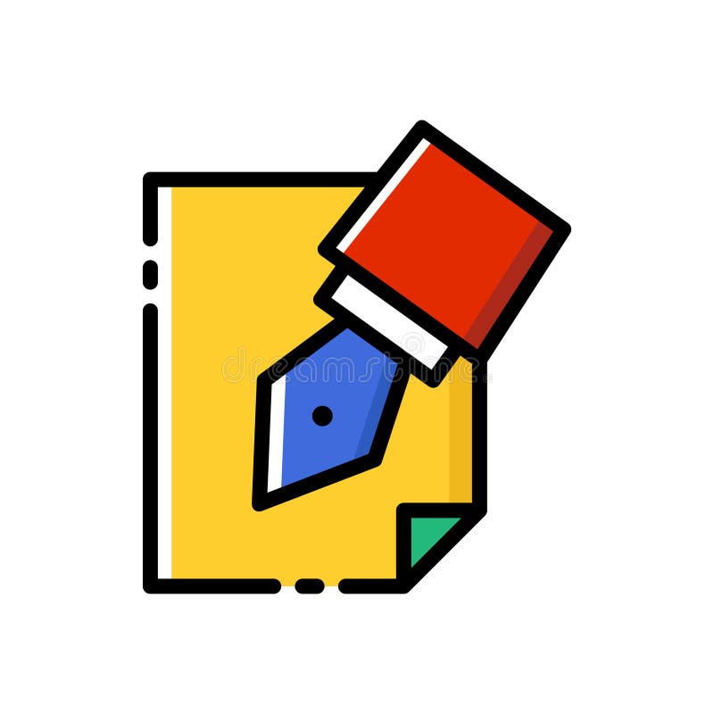 Pena and Paper Colourful Vector Icon. Notepad Icon. Stock Vector ...
