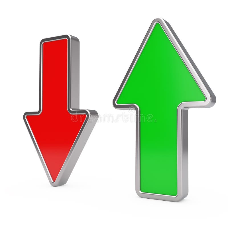 Pena Vermelha Da Seta E Seta Verde Acima Rendi??o 3d Ilustração Stock ...