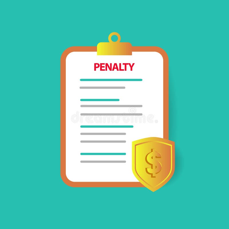 Penalty Document Icon with Shield Money for Business Element Stock ...