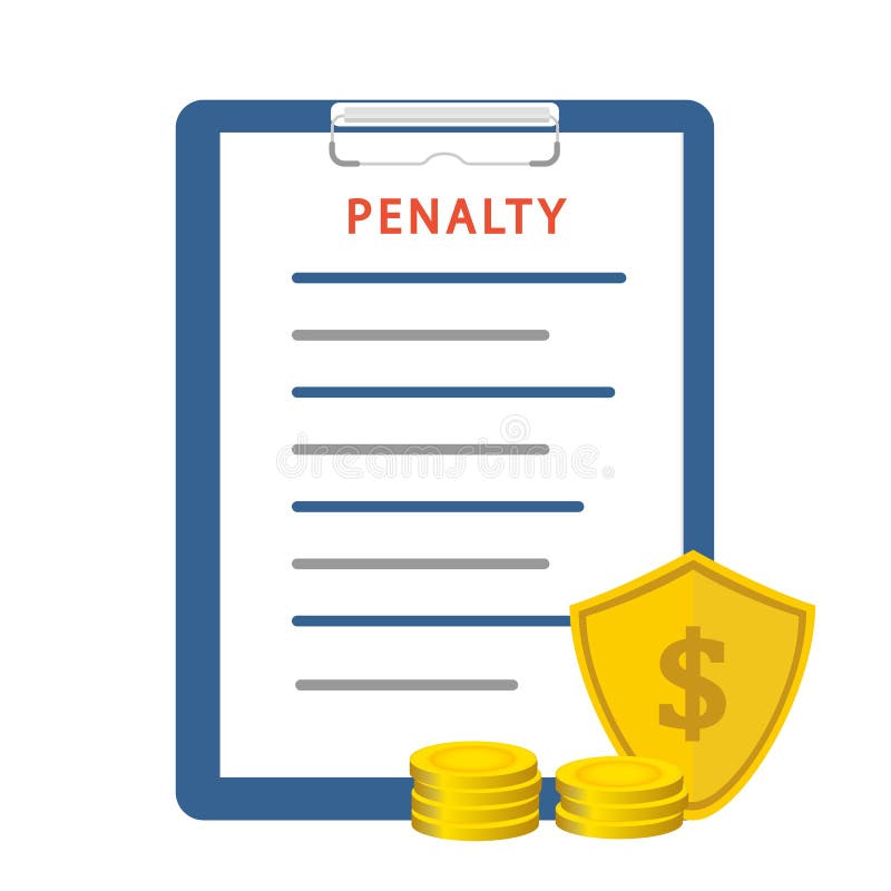 Penalty Document Icon with Shield. Vector Cartoon Illustration Stock ...