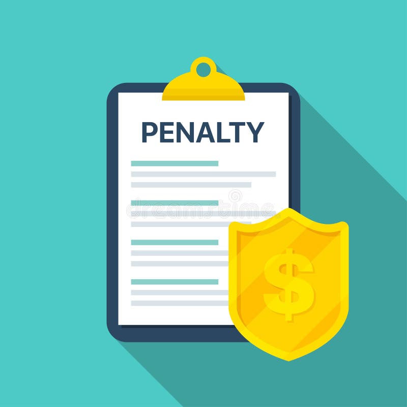 Penalty Document Icon with Shield. Vector Cartoon Illustration Stock ...