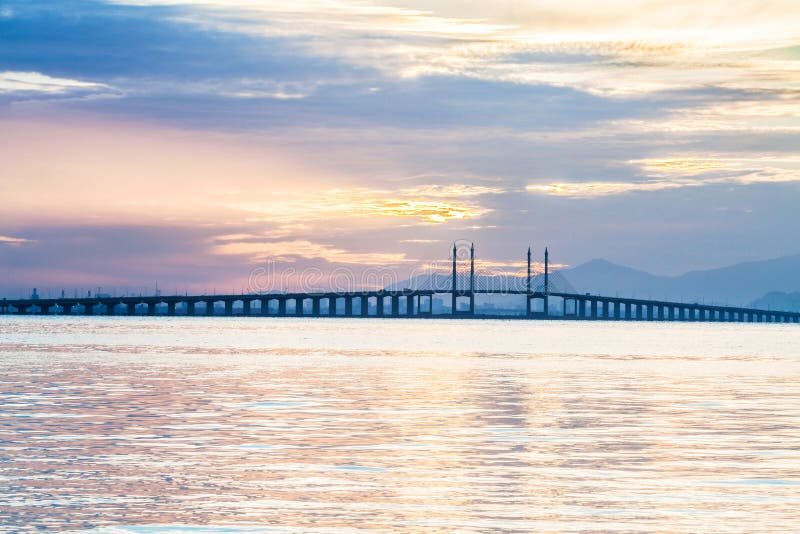 Penang Bridge View during Dawn, Malaysia Stock Image - Image of green ...