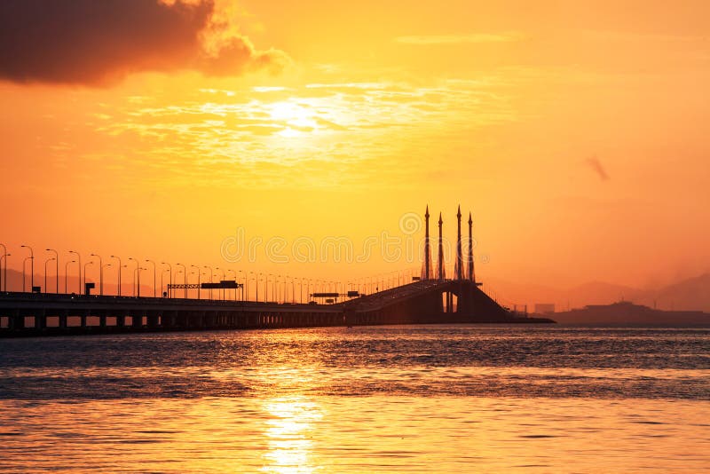 Penang Bridge View during Dawn, Malaysia Stock Image - Image of asia ...
