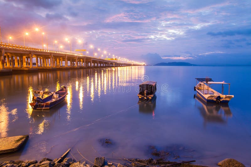 Penang Bridge View during Dawn, Malaysia Stock Image - Image of ...