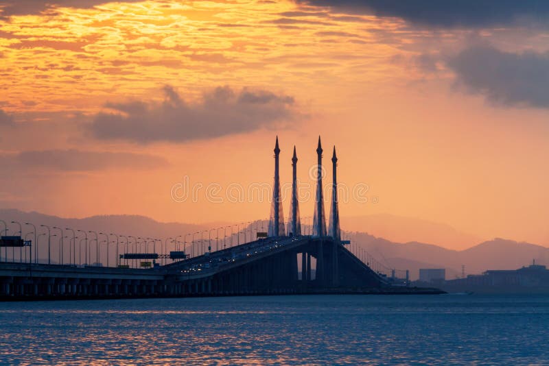 Penang Bridge View during Dawn, Malaysia Stock Photo - Image of color ...