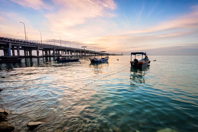Penang Bridge View from Shore of George Town Penang, Malaysia Stock ...