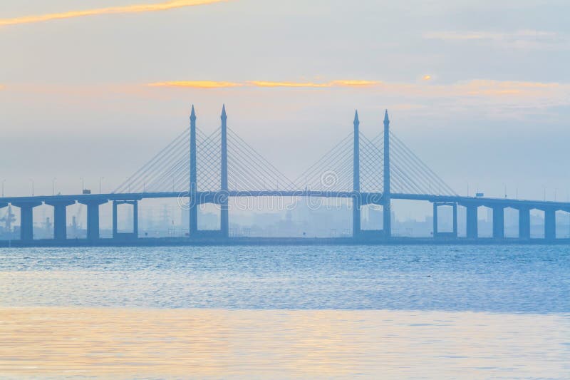 Penang Bridge View from Shore of George Town Penang, Malaysia Stock ...
