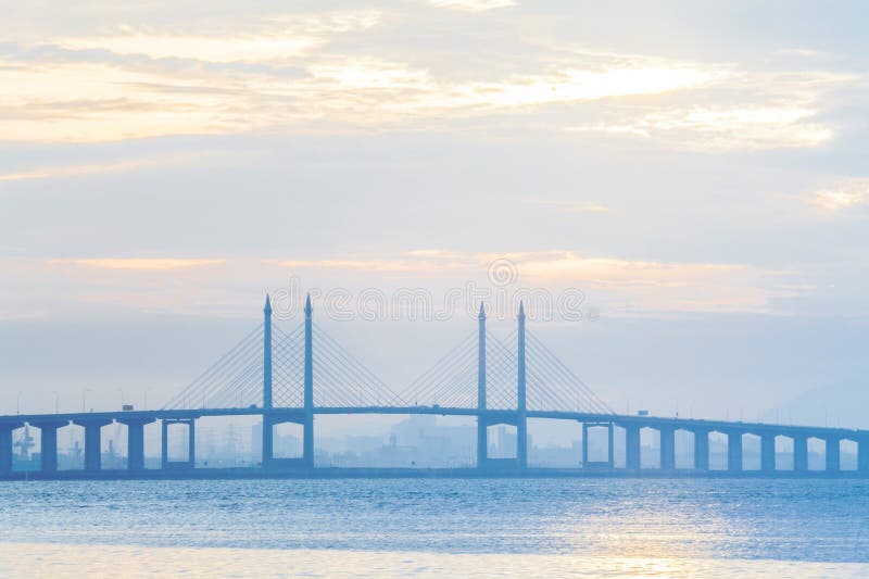 Penang Bridge View from Shore of George Town Penang, Malaysia Stock ...