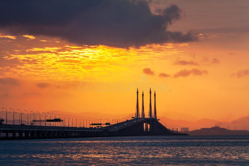 Penang Bridge View from the Shore Stock Photo - Image of george, east ...