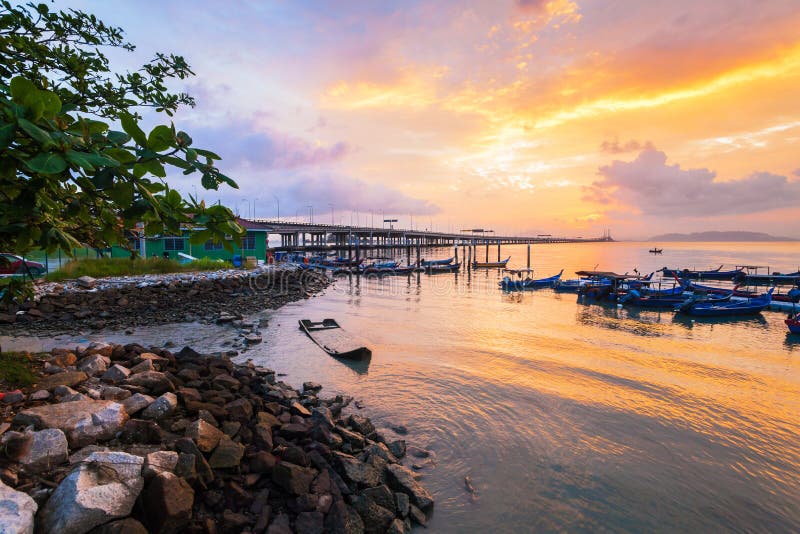 Penang Bridge View from the Shore Editorial Stock Image - Image of ...