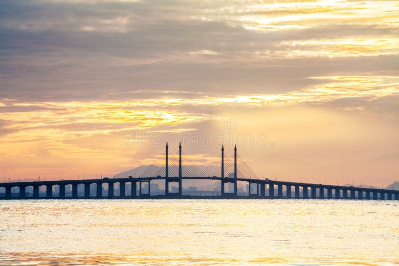 Penang Bridge View from the Shore Stock Photo - Image of clouds ...
