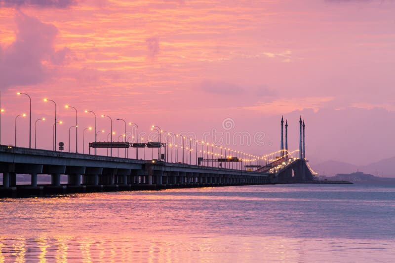 Penang Bridge View from the Shore Stock Image - Image of horizontal ...