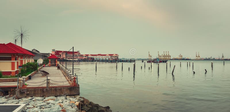 Penang Coastline at Sunset Time. Panorama Stock Photo - Image of scene ...