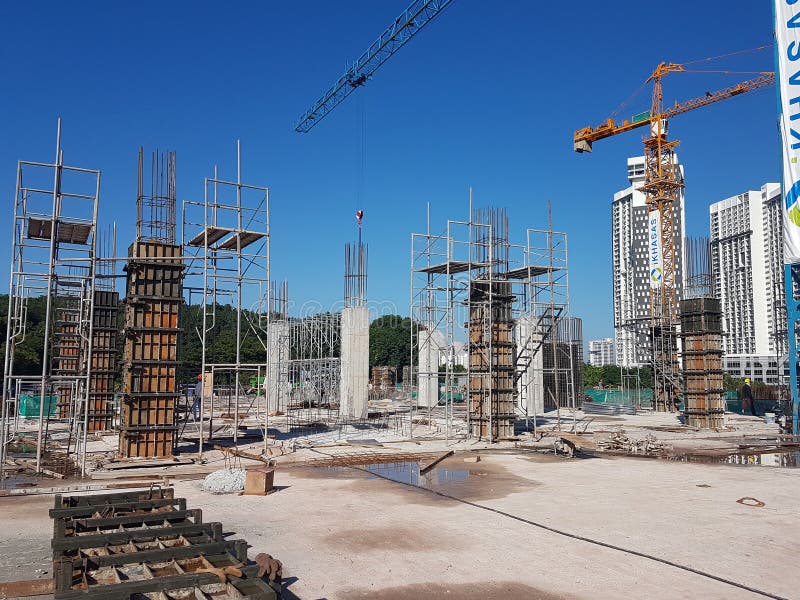 Structural Works are Underway at the Construction Site. Editorial Stock ...