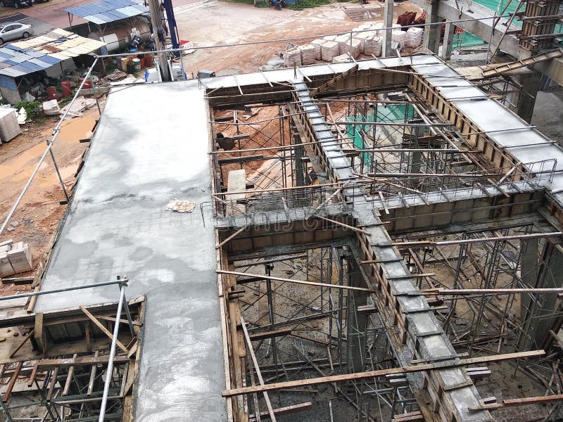 Structural Works are Underway at the Construction Site. Editorial ...