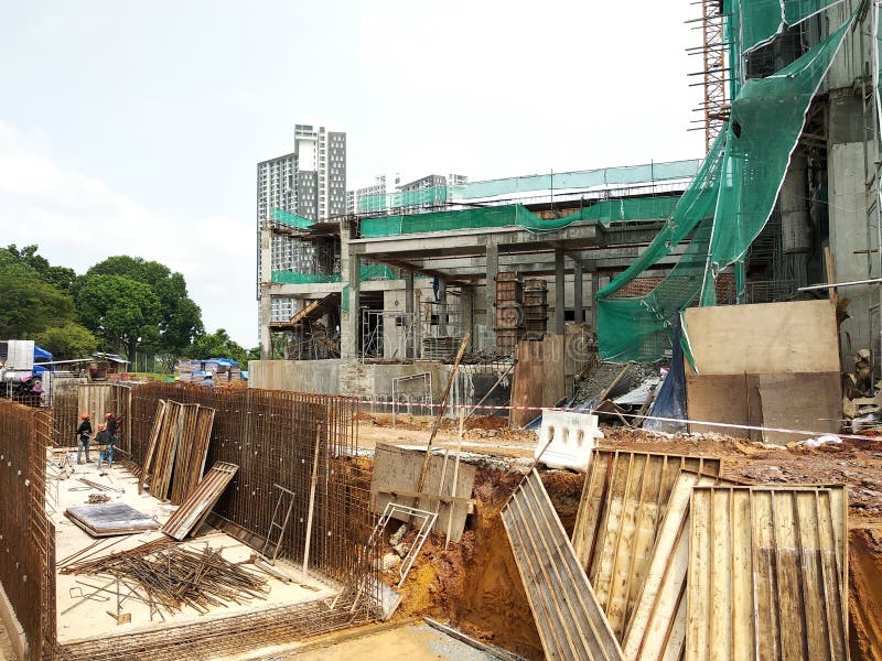 Structural Works are Underway at the Construction Site. Editorial ...
