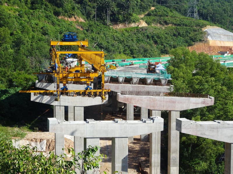 Overhead Road Under Construction. the Massive Concrete Column Used To ...