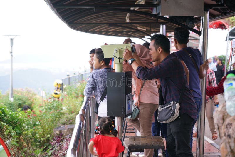 Penang, Malaysia - 11 March 2020 : .visitors are Using Binoculars To ...