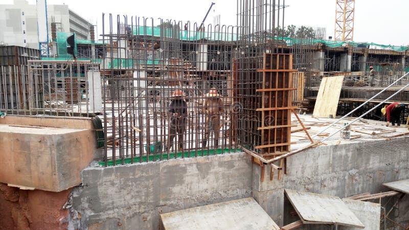 Structural Work is Underway at the Construction Site. Work is Carried ...
