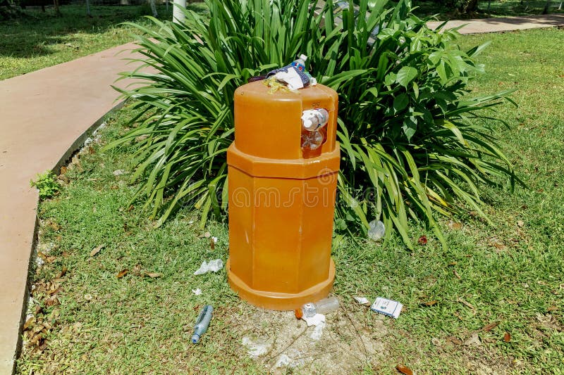 Penang, Malaysia - October 30 2024 : a Public Dustbin Overflowing with ...