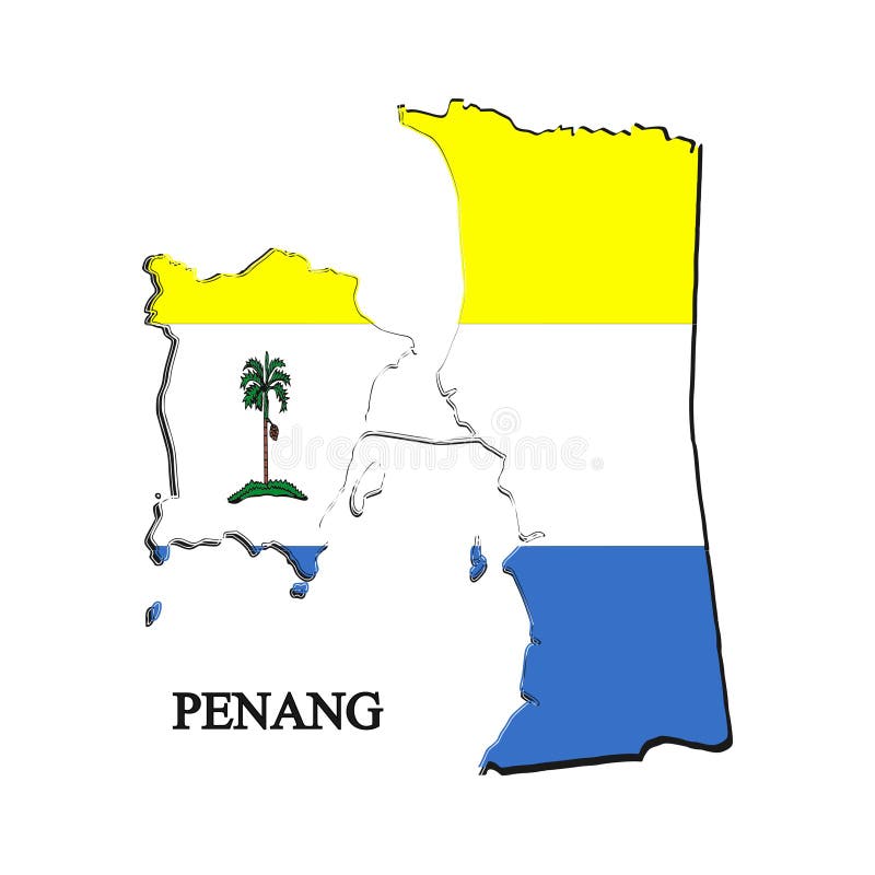 Penang Map Vector Illustration. Stock Vector - Illustration of area ...