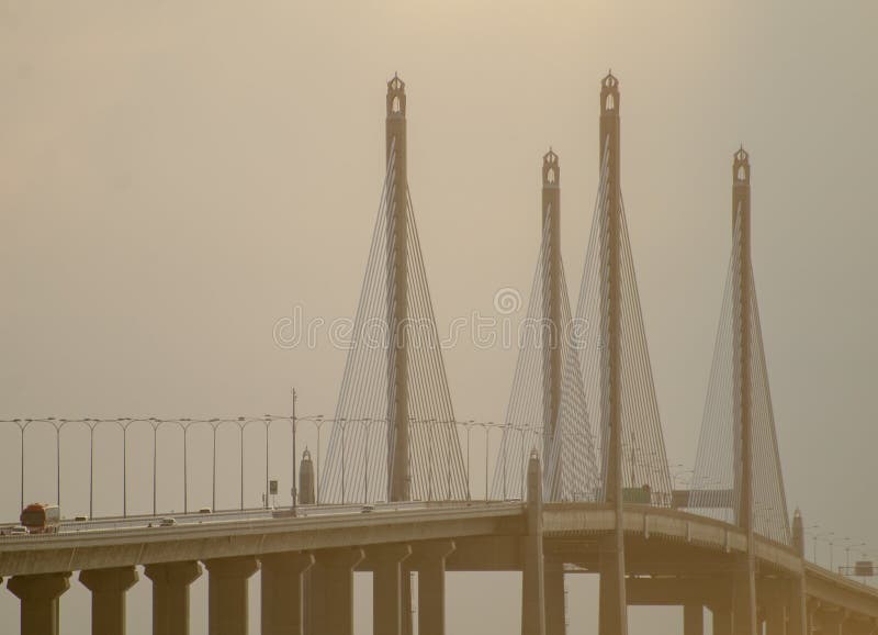 Penang Second Bridge Main Span Stock Image - Image of bridge, dawn ...