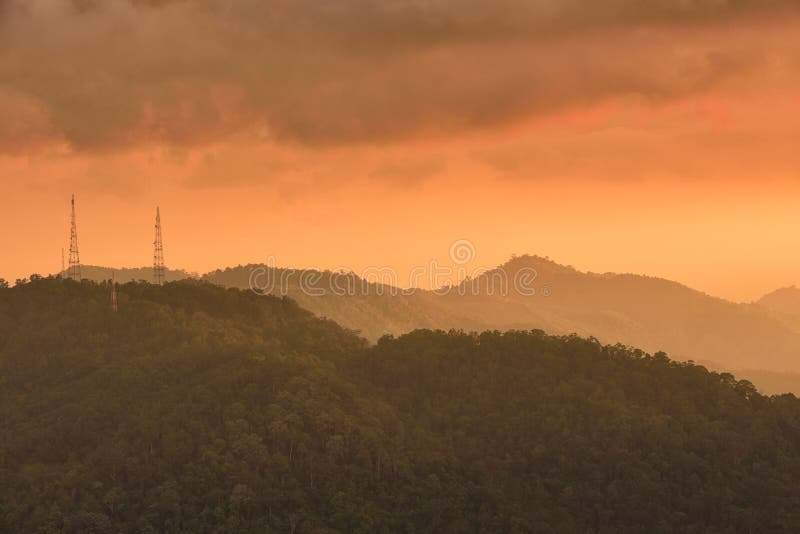 Penang Sunset stock image. Image of view, foggy, seaofclouds - 82511271