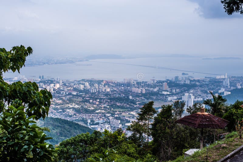 Penang Town from Bukit Bendera Stock Image - Image of industry, hill ...