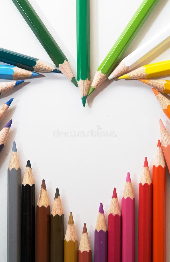 Coloured Pencils Heart Shape Stock Photo - Image of closeup, craft ...