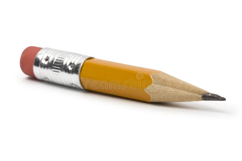 Very Short Yellow Pencil with a Rubber Stock Image - Image of work ...