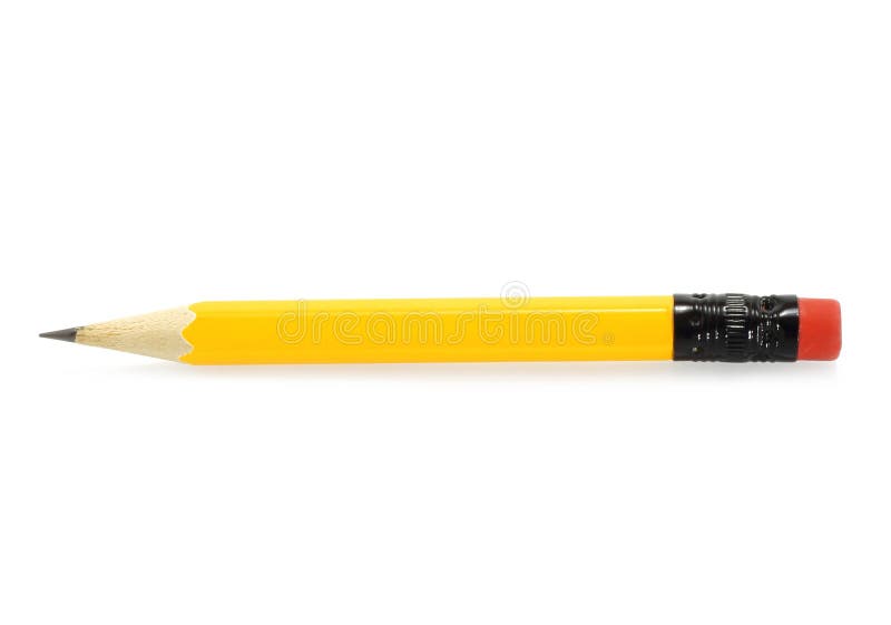 Very Short Yellow Pencil with a Rubber Stock Image - Image of work ...