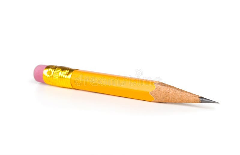 Very Short Yellow Pencil with a Rubber Stock Image - Image of work ...