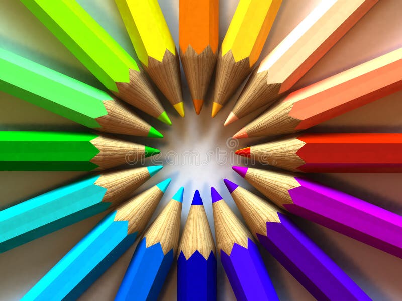 Pencil Color Wheel stock illustration. Illustration of tertiary - 10477921