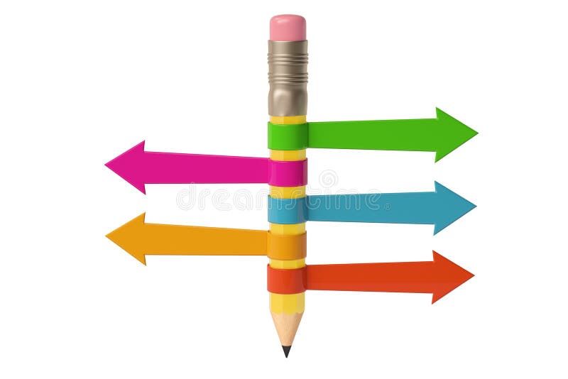 A Pencil and Arrow,3D Illustration. Stock Illustration - Illustration ...