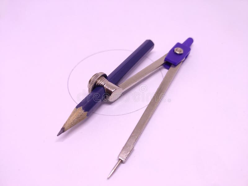 Pencil Attached with a Compass and a Circle Painted on White Paper ...