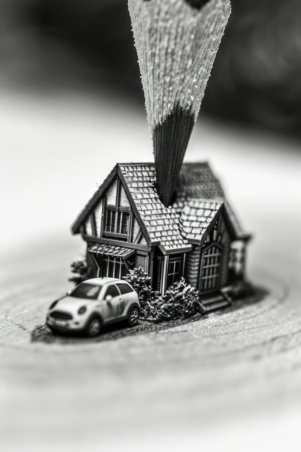 A Pencil is Being Used To Draw a House Stock Photo - Image of pencil ...