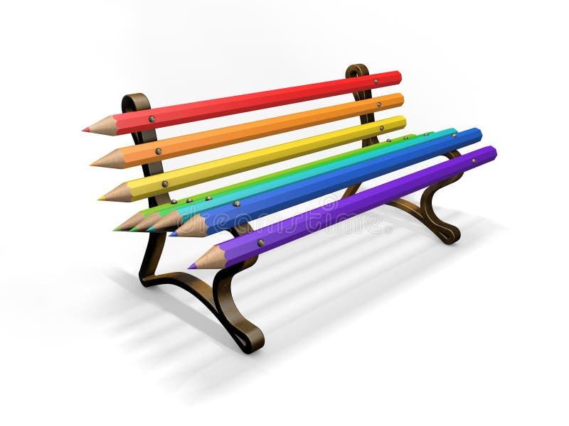 Pencil Bench Isolated on White Stock Illustration - Illustration of ...