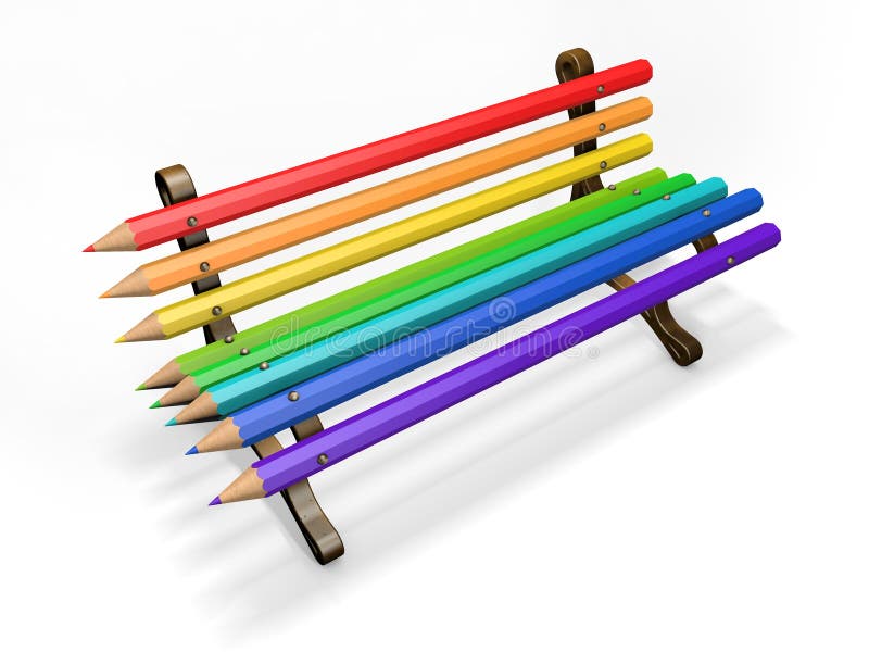 Pencil Bench Isolated on White Stock Illustration - Illustration of ...