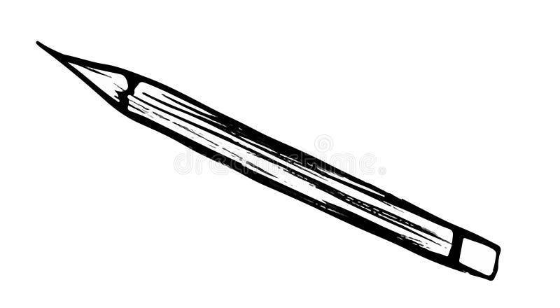 Pencil Black and White Vector Illustration. Simple Hand Draw Doodle ...