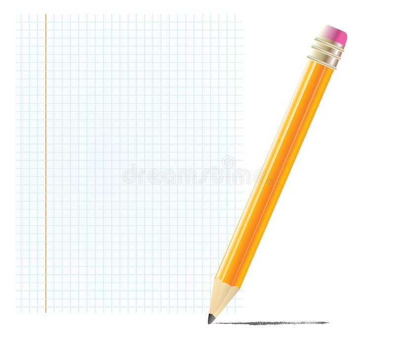Pencil with blank paper stock illustration. Illustration of draw - 15549907