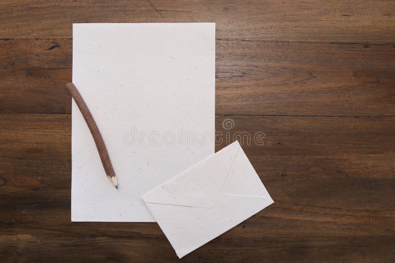 Pencil with Blank Paper on Old Wood Table Stock Image - Image of colors ...