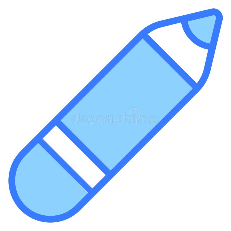 Pencil Blue Icon on White Background. Blue Flat Style Vector ...