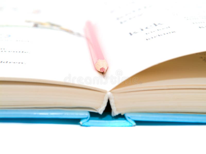 Pencil in the book. stock photo. Image of book, open, school - 3710702