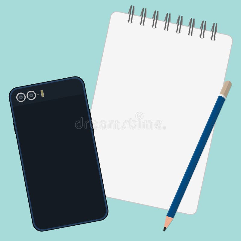 Pencil Book and Mobile Phone Stock Illustration - Illustration of ...