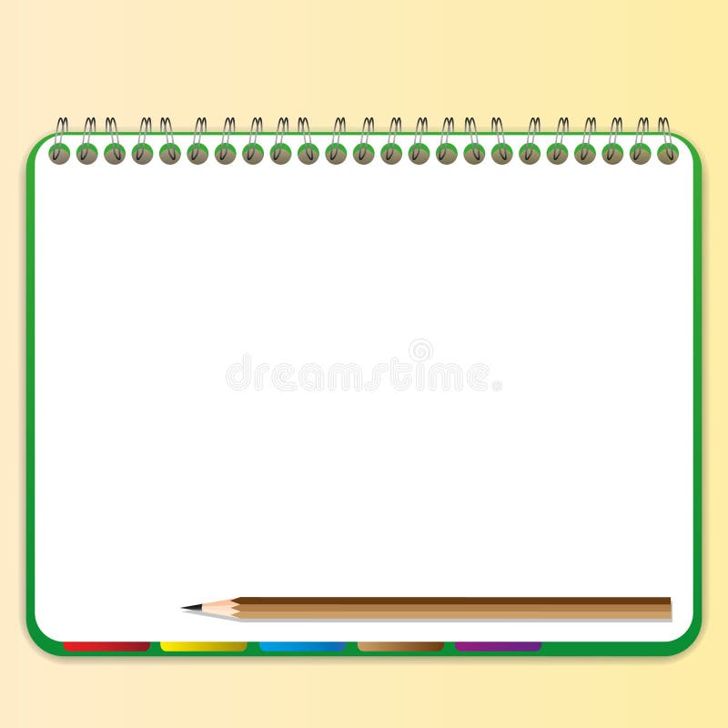 Pencil and Bookmark with Notebook Stock Vector - Illustration of ...