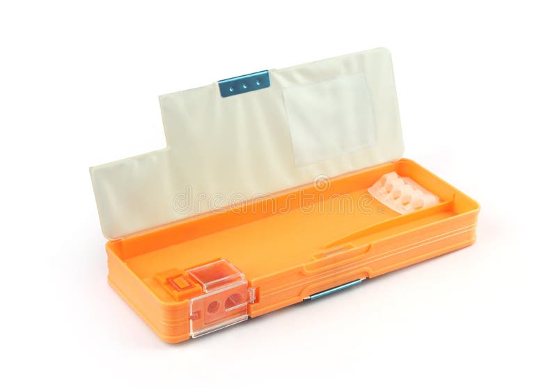 Pencil box stock image. Image of pencil, crayons, plastic - 58196473
