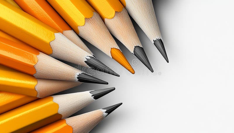 A Pencil and Brush Illustration from a Top-down Perspective Stock Photo ...
