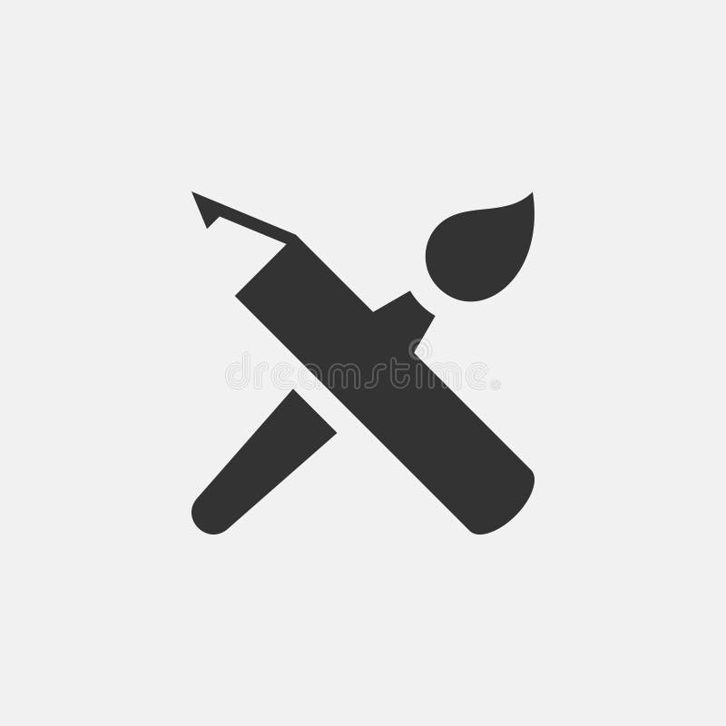 Pencil and Brush. Simple Shape Vector Icon Stock Vector - Illustration ...