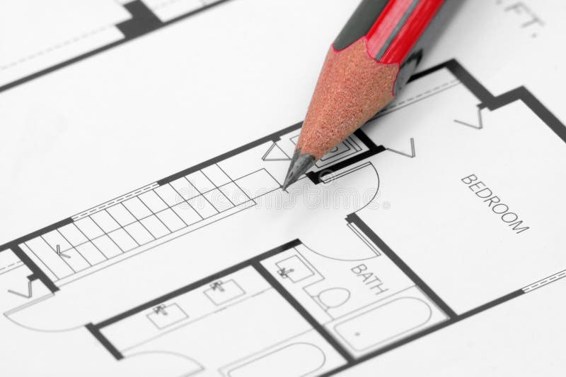 Pencil and Building Blueprint Stock Photo - Image of construction ...
