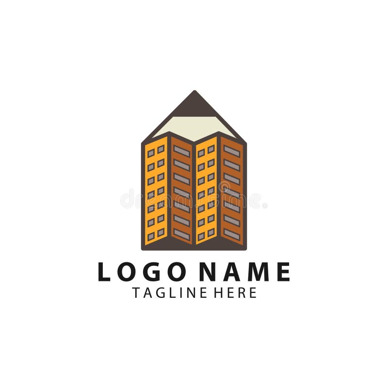 Pencil Building Logo Design Vector Stock Vector - Illustration of style ...